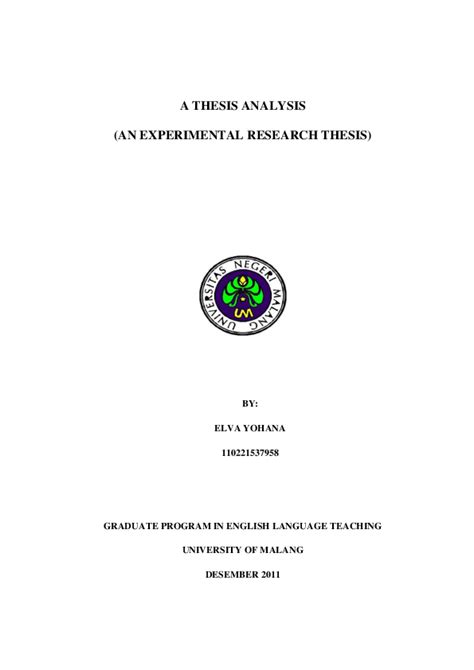 Doc A Thesis Analysis An Experimental Research Thesis