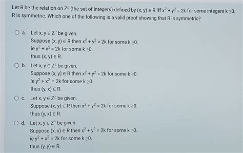 Solved Let R Be The Relation On Z The Set Of Integers Chegg