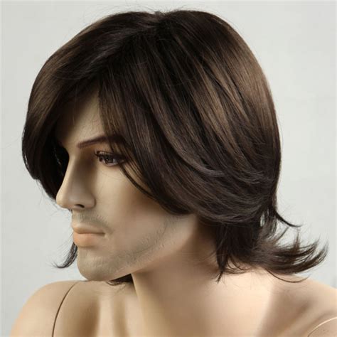 Black Long Hair Mens Wig Business Partial Handsome Mens Wig New