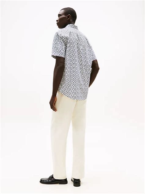 Flex Poplin Overhemd Met Tropische Print Grijs Tommy Hilfiger