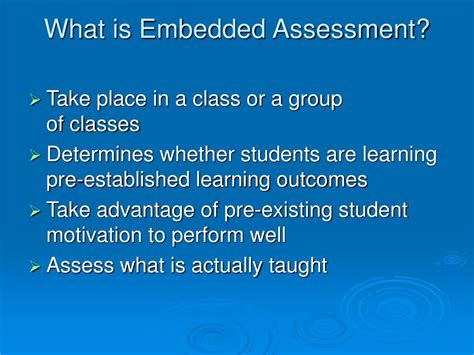 Ppt Using Embedded Assessment To Collect Evidence Of Student Learning