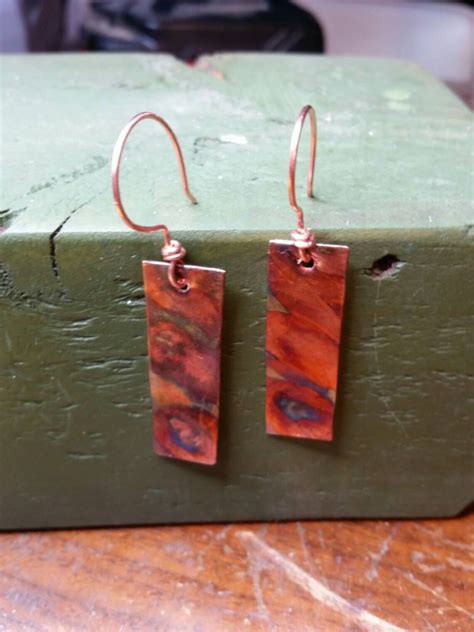 Copper Dangle Earrings Etsy