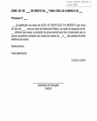 Referência para Petição Prova Pulsos Modelo Gratuito