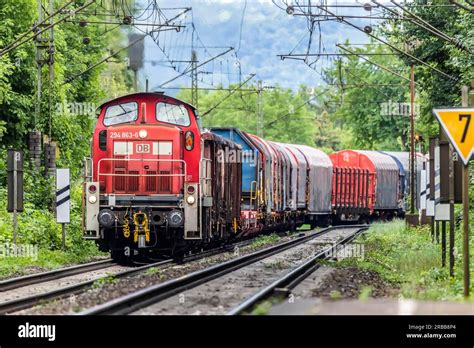 Goods Train Pulled By A Diesel Locomotive Locomotive Class V 90