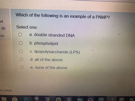 Solved Which Of The Following Is An Example Of A Pamp Ed