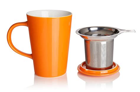 Porcelain Cup And Infuser Orange From Adagio Teas