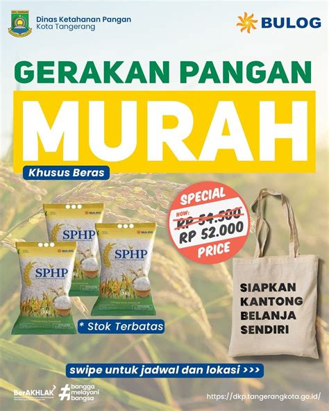 Gerakan Pangan Murah Khusus Beras Di 13 Kecamatan Kota Tangerang Ini