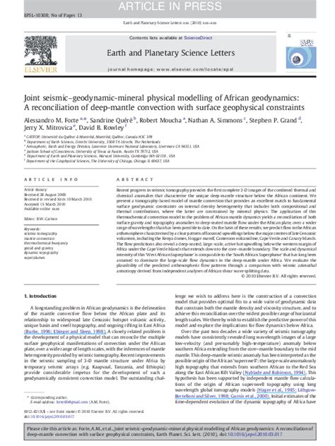 pdf joint seismic geodynamic mineral physical modelling of african