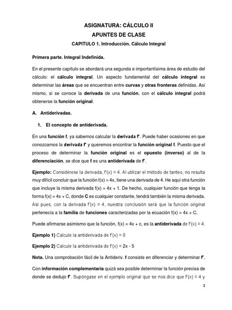 Apuntes Calculo Ii 2021 Capitulo 1 Primera Parte Pdf Integral