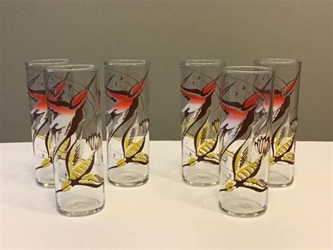 Vintage Tom Collins Hummingbird Highball Glasses Arts And Collectibles