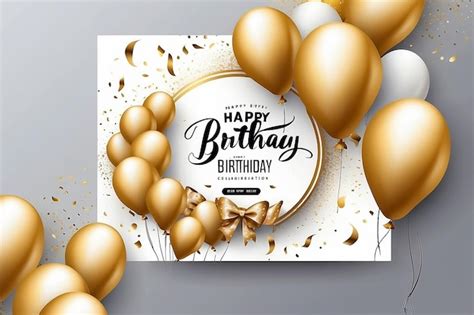 Premium Photo Elegant Golden Balloon Happy Birthday Celebration Card