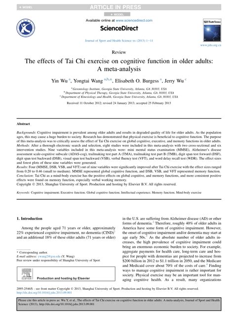 Pdf The Effects Of Tai Chi Exercise On Cognitive Function In Older Adults A Meta Analysis