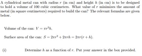 Solved A Cylindrical Metal Can With Radius R In Chegg Com
