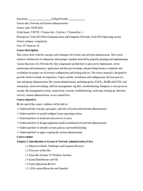Course Outlines Pdf Computer File File System