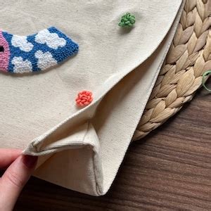 Personalized Letter Bag Punch Needle Canvas Bag Custom Gift Handmade Punch Needle Tote Bag