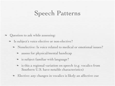 Speech Patterns Question To