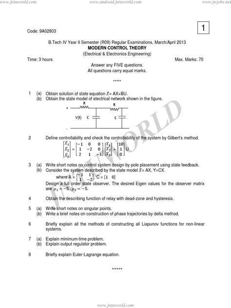 Modern Control Theory Pdf Control Theory Nonlinear System