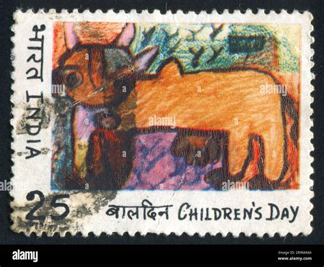 INDIA CIRCA Stamp Printed By India Shows Painting Of Cow Circa Stock Photo Alamy