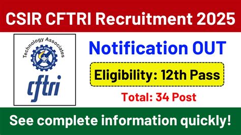 Csir Cftri Recruitment 2025 Online Form Sarkari Jobcity