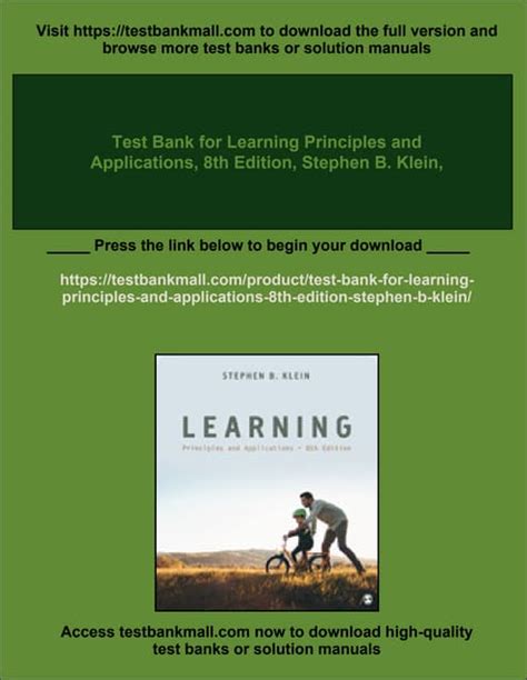 Test Bank For Learning Principles And Applications 8th Edition Stephen B Klein Pdf