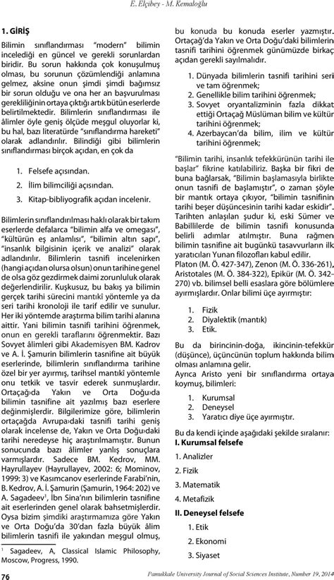 X XVII YÜZYILLARDA YAKIN VE ORTA DOĞU DA BİLİMLERİN TASNİFİ TARİHİ PDF Free Download