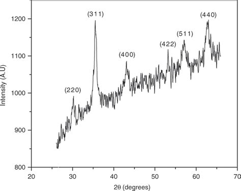 X Ray Diffraction Pattern Of Pvpcofe2o4 Nps Download Scientific Diagram