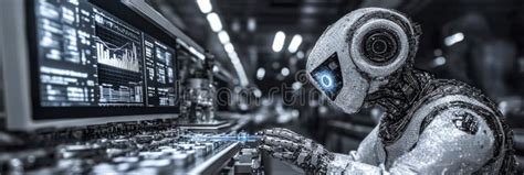 Robot Programming Advanced Systems On Computer Stock Illustration