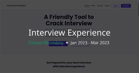Interview Experience Project Suhaan Bhandary