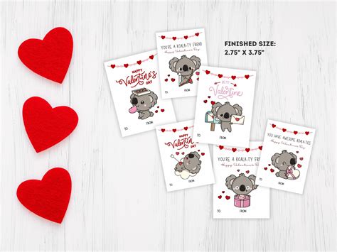 Koala Valentines Koala Valentine Printable Koala Pdf Candy Heart