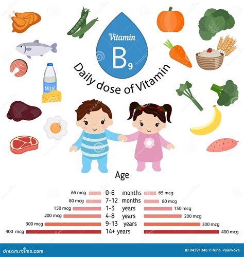 Vitamine B9 Ou Acide Folique Infographic Illustration De Vecteur