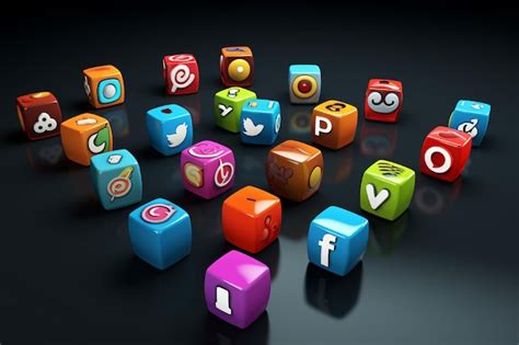 Premium Photo Illustration Of Social Media Icons On A Dark Background 3d Rendering