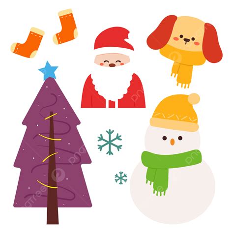 귀여운 겨울과 크리스마스 드로잉 세트 크리스마스 낙서 겨울 스티커 눈사람 Png 일러스트 및 벡터 에 대한 무료 다운로드