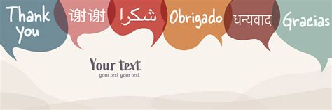 텍스트와 컬러 말풍선 배너 다른 나라와 대륙의 다양한 언어로 번역 주셔서 감사합니다 다른 언어로 된 말씀 감사합니다 다국어에