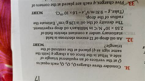 31 Consider Three Charges Q1 Q2 Q3 Each Equal To Q At The Vertices Of