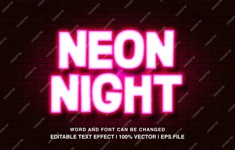Premium Vector Editable Neon Night Red Neon Light Text Effect