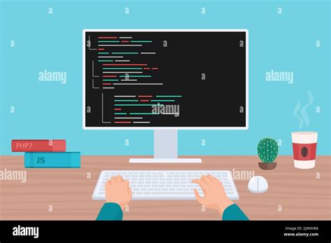 coding and programming compute pc desktop head monitor view man