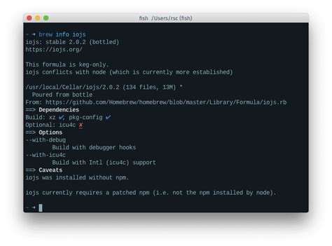 installing iojs on homebrew