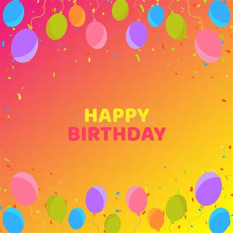 Colorful Birthday Background With Balloons And Confetti Stock Vector