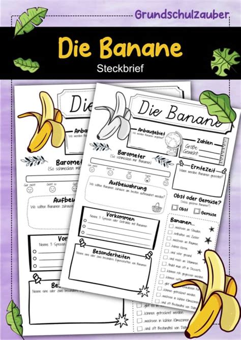 Banana Fruit And Vegetable Fact Sheet German Science Resource Tpt