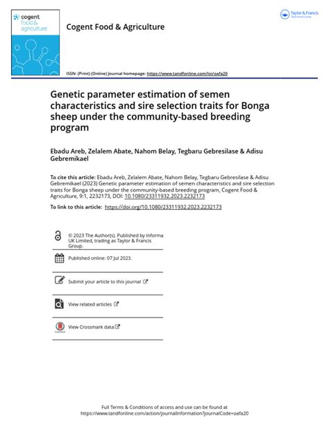 Genetic Parameter Estimation Of Semen Characteristics And Sire