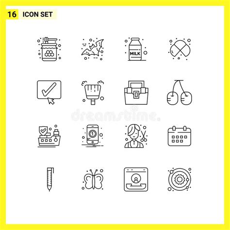Group Of 16 Outlines Signs And Symbols For Approve Study Scary