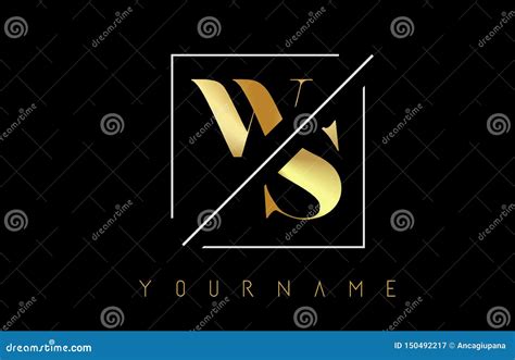 Ws Golden Letter Logo With Cutted And Intersected Design Stock Vector