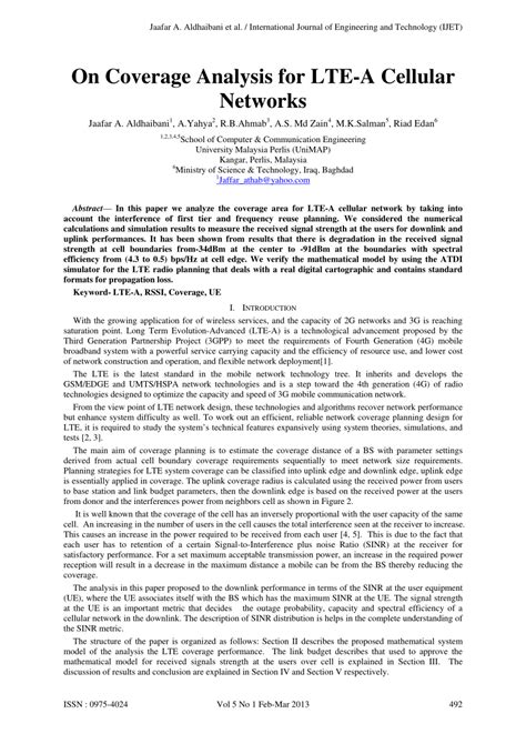 pdf on coverage analysis for lte a cellular networks