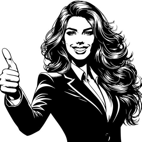 Premium Vector Black And White Illustration Of A Woman In A Business