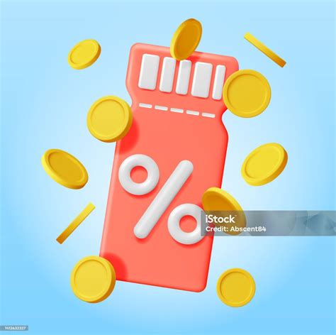 퍼센트 기호와 동전이있는 3d 쿠폰 0명에 대한 스톡 벡터 아트 및 기타 이미지 0명 3차원 형태 가격 Istock