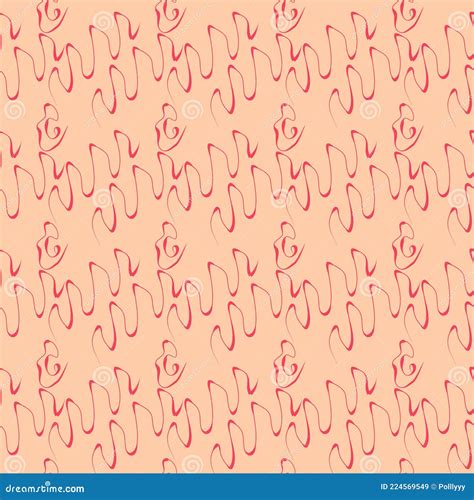 Vector Seamless Pattern With Red Squiggles Abstraction Background