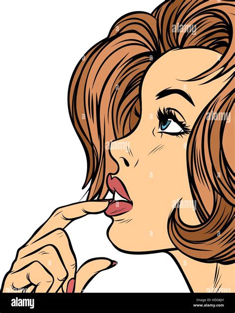 Beautiful Woman Face Thinking Neutral Background Pop Art Retro Vector
