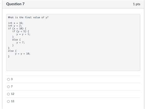 Solved Question Pts What Is The Final Value Of Y Int X Chegg Com