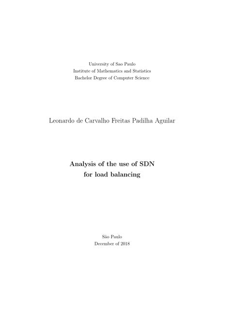 Pdf Analysis Of The Use Of Sdn For Load Balancing