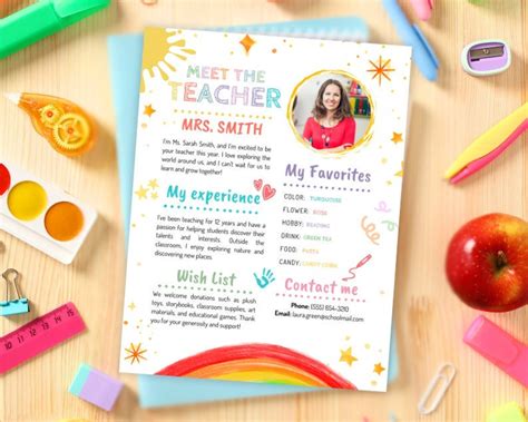 Meet The Preschool Teacher Canva Template Back To School Flyer Welcome